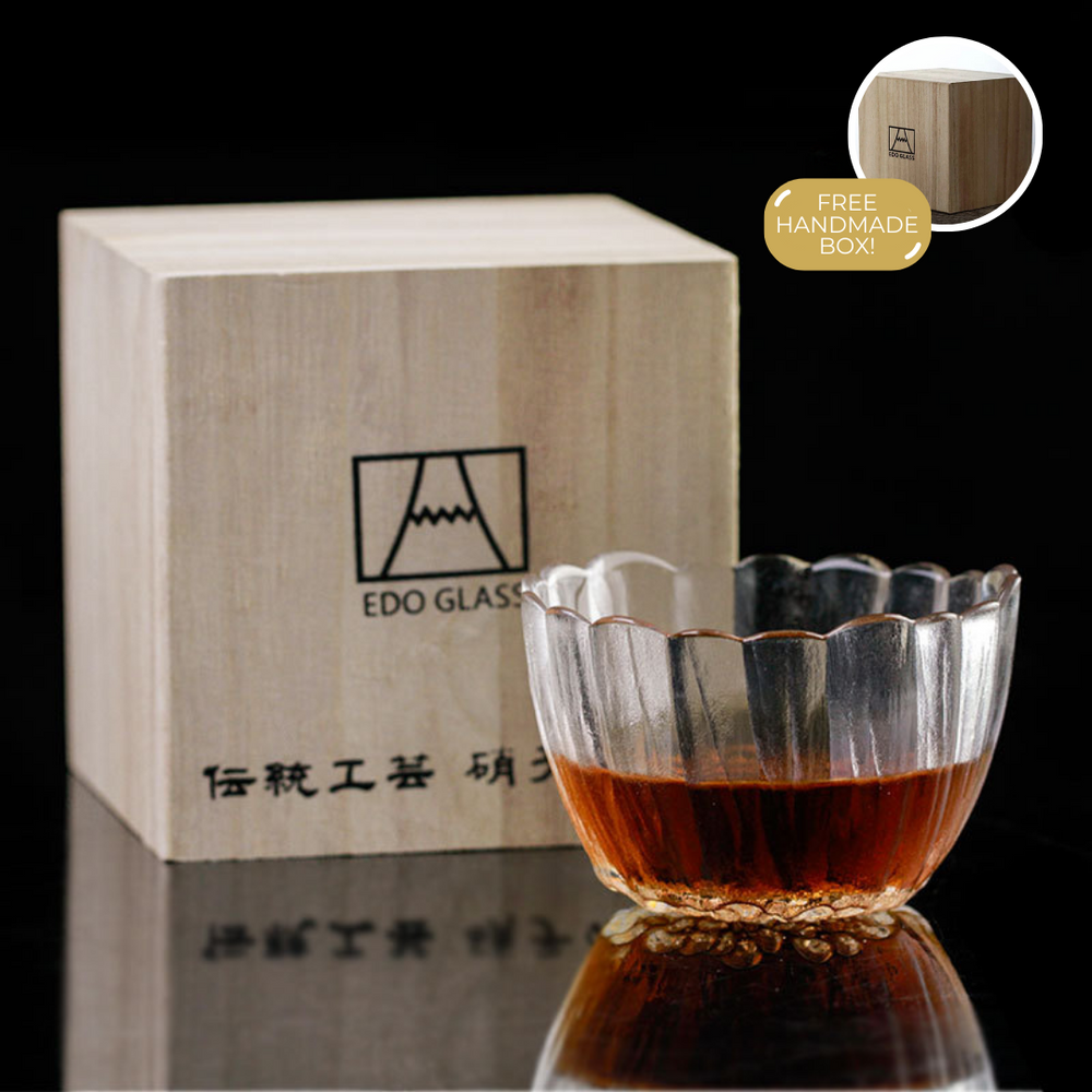Lotus - Japanese Crystal Whisky Glass - Handmade Whiskey Glass